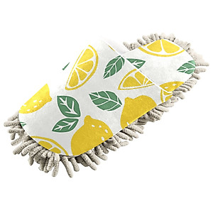 Lemons Green Leaves Mop Slippers Shoes Cover for Floor Cleaning Washable Dust Dirty Hair Cleaners Microfiber Mop Socks for Kitchen House Office