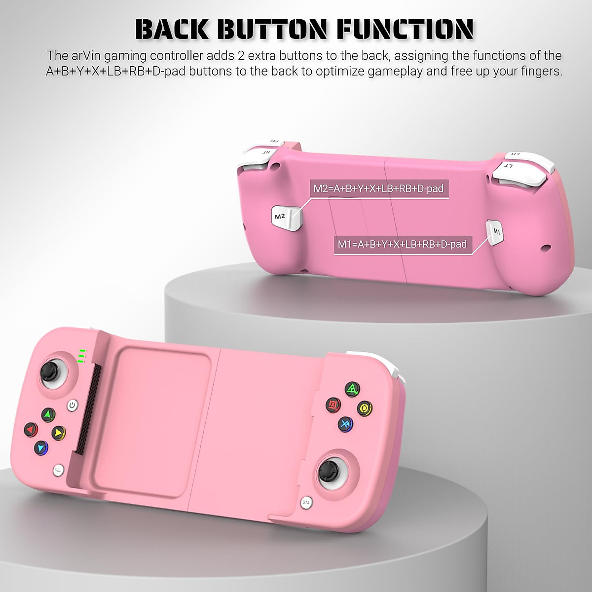 arVin Mobile Game Controller for Samsung Galaxy S23/S22/S21 Ultra, TCL, Tablet, Android Wireless Gamepad for iPhone 15/14/13/12, iOS, iPad, MacBook, PC Gaming Joystick with Back Button, Direct Play