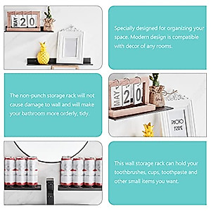 Angoily Metal Wall Shelf Floating Shelves Metal Wall Shelf: Shower Wall Rack Small Bookshelf Unit Wall Mounted Storage Rack for Home Bathroom Black 50CM Kitchen Storage Rack