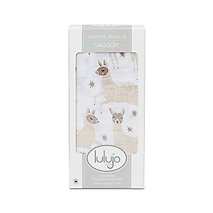 lulujo Baby 100% Cotton Muslin Swaddle Blanket, 47 x 47-Inches, Modern Llama (LJ464)