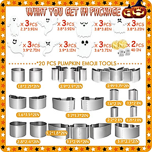 IWPTY 43 PCS Pumpkin Carving Kit for Kids Adults, Halloween Pumpkin Easy Made Stencils, Stainless Steel Pumpkin Safe Carver Tools Kits - 2023 Version (20 Pcs with 2 String Lights & 21 Ghost Stickers)