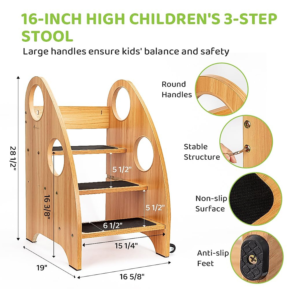StrongTek Toddler Step Stool for Kitchen and Bathroom, Kids Step Stool for Learning, Toddler Kitchen Stool Helper, and Toddler Standing Tower - 28" High, with Wheels and Handles, 350 lbs Capacity