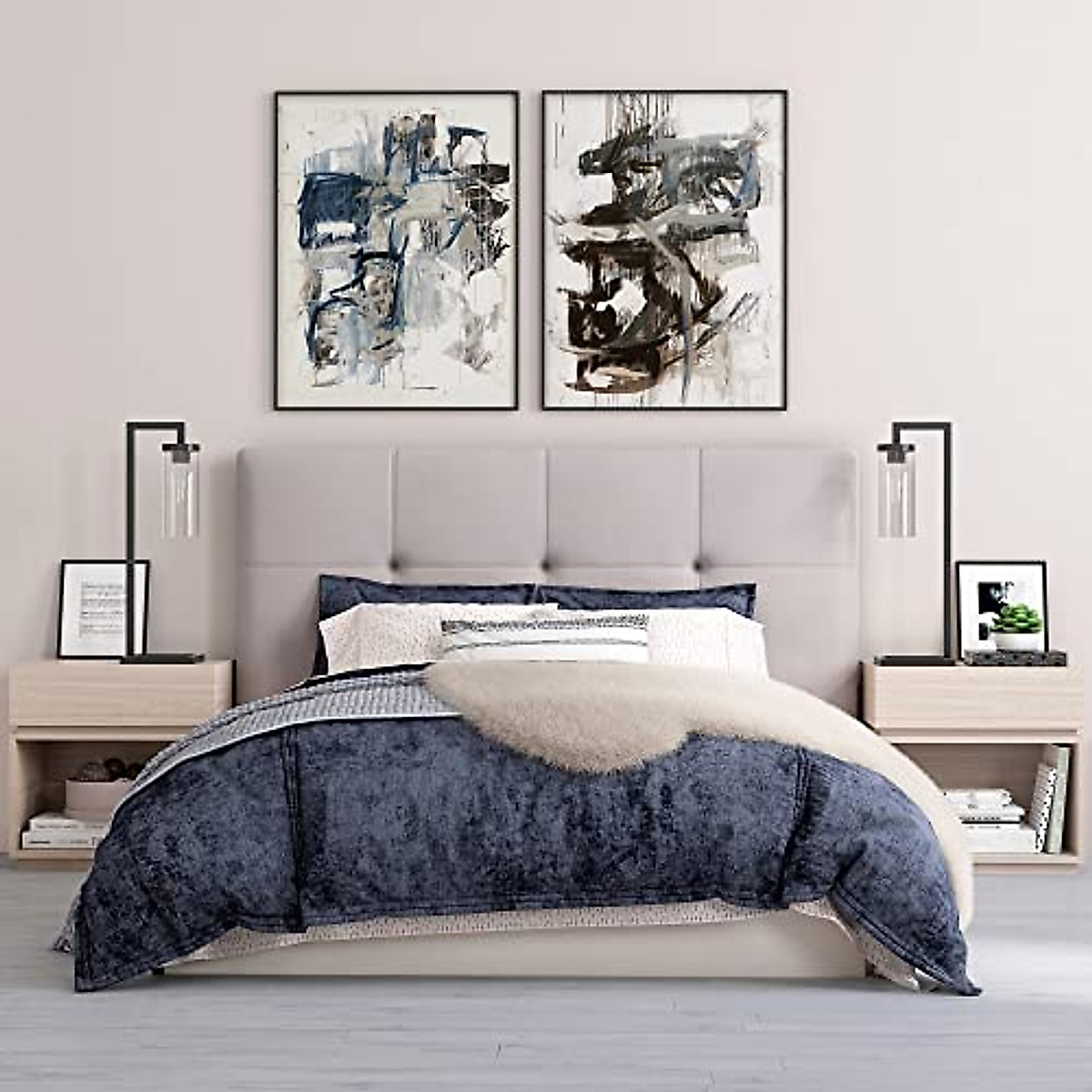 Henn&Hart 26" Tall Table Lamp with Glass Shade in Blackened Bronze/Seeded, Lamp, Desk Lamp for Home or Office