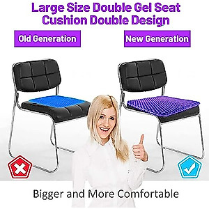 Gulymm Extra Large Gel Seat Cushion, Gel Car Cushion for Long Sitting, Chair Pads with Large Double Thick Breathable Honeycomb Design, Pressure Relief, Car Seat Wheelchair Cushion for Relieves Fatigue