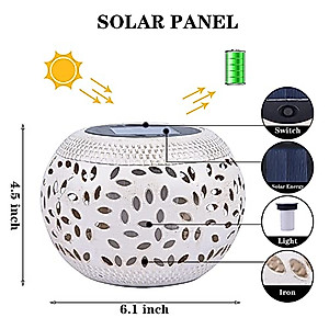 Solar Table Lights Outdoor Waterproof - Dancing Flickering Flame Lamp White Metal Tabletop Light Solar Powered Decorative Lighting Lantern for Desk Bedroom Patio Garden Pathway Yard (1 Pack)