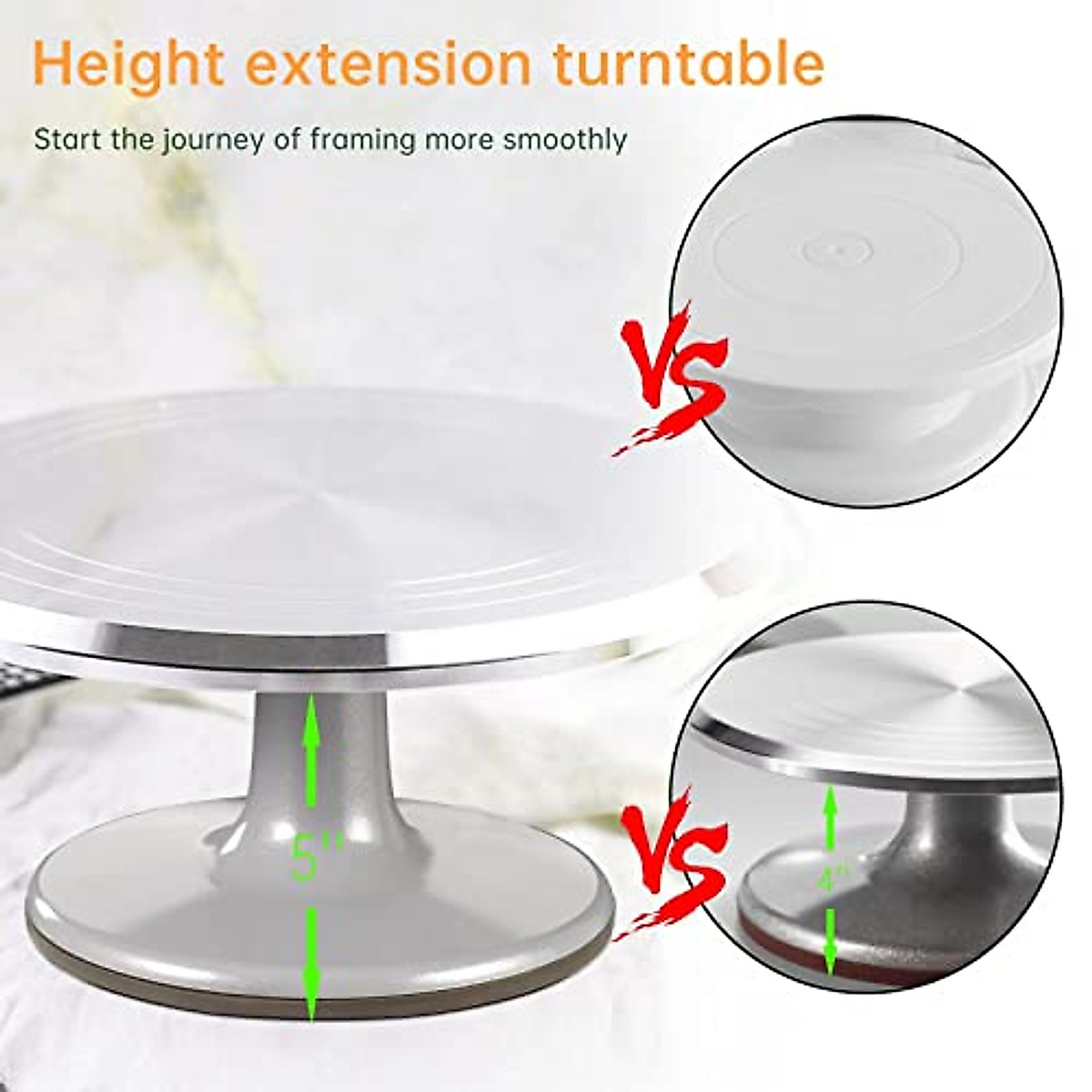 12 Inch Round Aluminum Revolving Cake Decorating Stand,Cake Turntable, Rotating Cake Stand,for Cake,Pastries and Cake Decorations