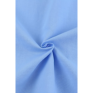 JMIERR Men's Cotton Linen Casual Stylish Button Down Shirt Long Sleeve Business Dress Shirts Fashion Summer Beach Shirts for Men Old Money Resort Wear with Pocket, US 43(L), Sky Blue