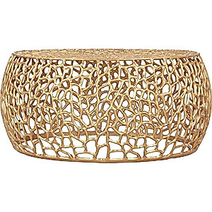 Meridian Furniture Priya Collection Modern | Contemporary Solid Aluminum Round Coffee Table & Priya Collection Modern | Contemporary Solid Aluminum Round End Table, 17.5" Wx17.5 Dx20 H, Gold