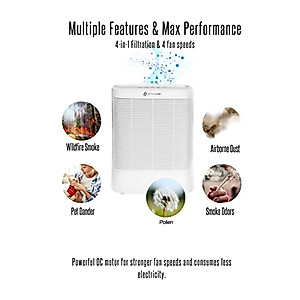 Zestaire Alpha 3 Air Purifier | 4 in 1 - UV Light + H13 True HEPA + Carbon Filter + Prefilter | Sleep Mode | 1008 sq ft. Coverage | Air Purifier for Pets, Home Air Cleaner