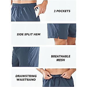 NORTHYARD Men's Running Athletic Shorts 5''/7'' Workout Gym Tennis Quick Dry Short for Active Training with Pockets COOLGREY-XL