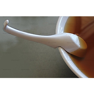 Happy Sales Melamine Soba, Rice Spoons, Chinese Won Ton Soup Spoon, Asian White, 6 Pack Notch & Hook Style