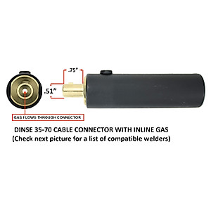 26F Series - 200 Amp - Air Cooled - Flexible Head TIG Torch - 25 feet 1-Piece Cable - INLINE Gas Dinse 35-70 Connector - (Welders with Gas Solenoid)