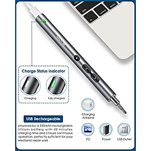 Kingsdun Mini Electric Screwdriver, 62 in 1 Cordless Precision Power Screwdriver with 48 Bits, Rechargeable Electrical Screwdriver Repair Tool Kit with LED Lights Magnetic Mat for Phones PC Laptops