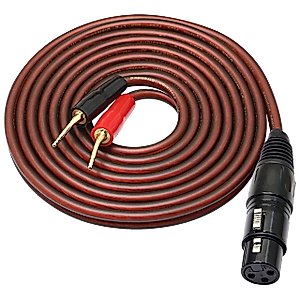 XMSJSIY XLR Speaker Cable to Pin Plug, XLR 3 Pin Male to Dual 2mm Pin Plug Audio Cable OFC HiFi Speaker Wire for DJ/PA Amplifier Subwoofer Mixer Cord-2M/6.56 Feet (XLR Female)