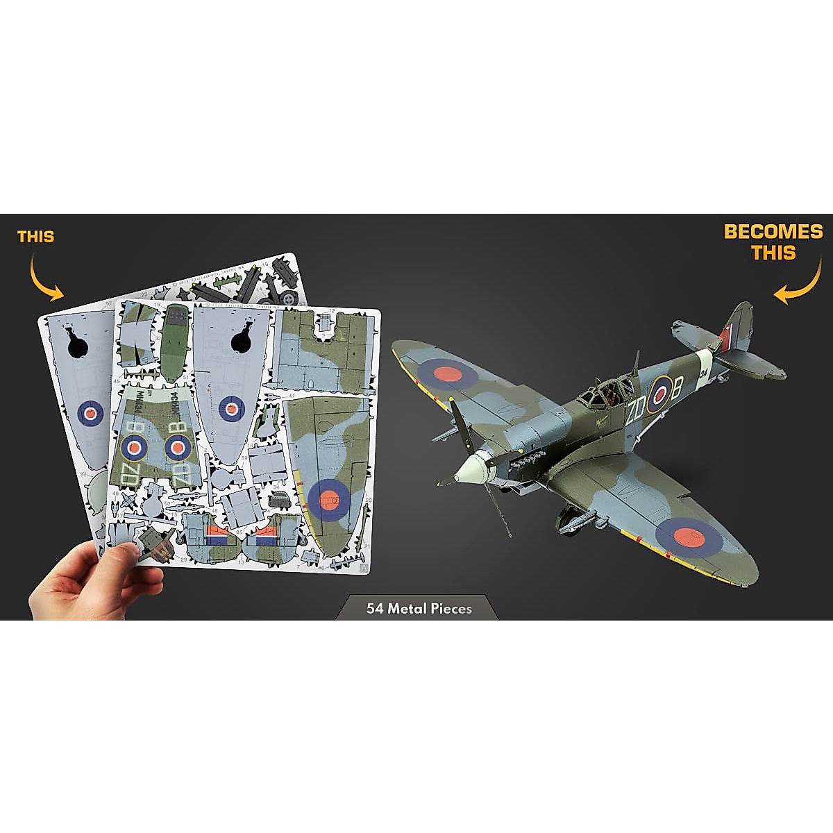 Metal Earth Supermarine Spitfire Color 3D Metal Model Kit Fascinations