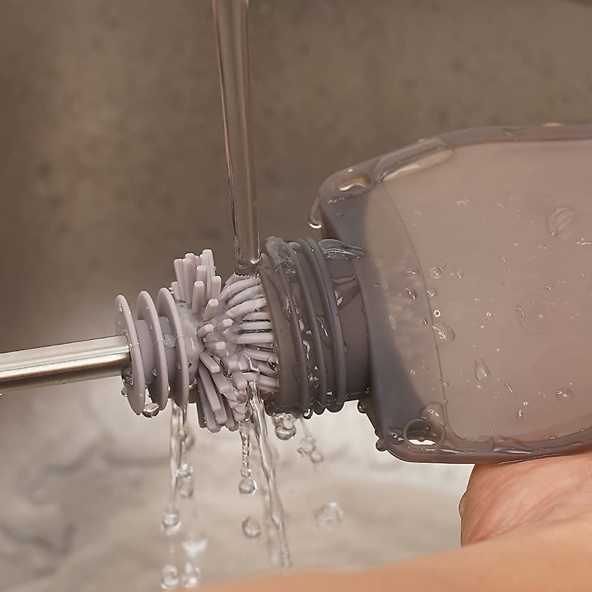 haakaa Silicone Breastmilk Storage Bag 5pk & Grey Silicone Cleaning Brush Set