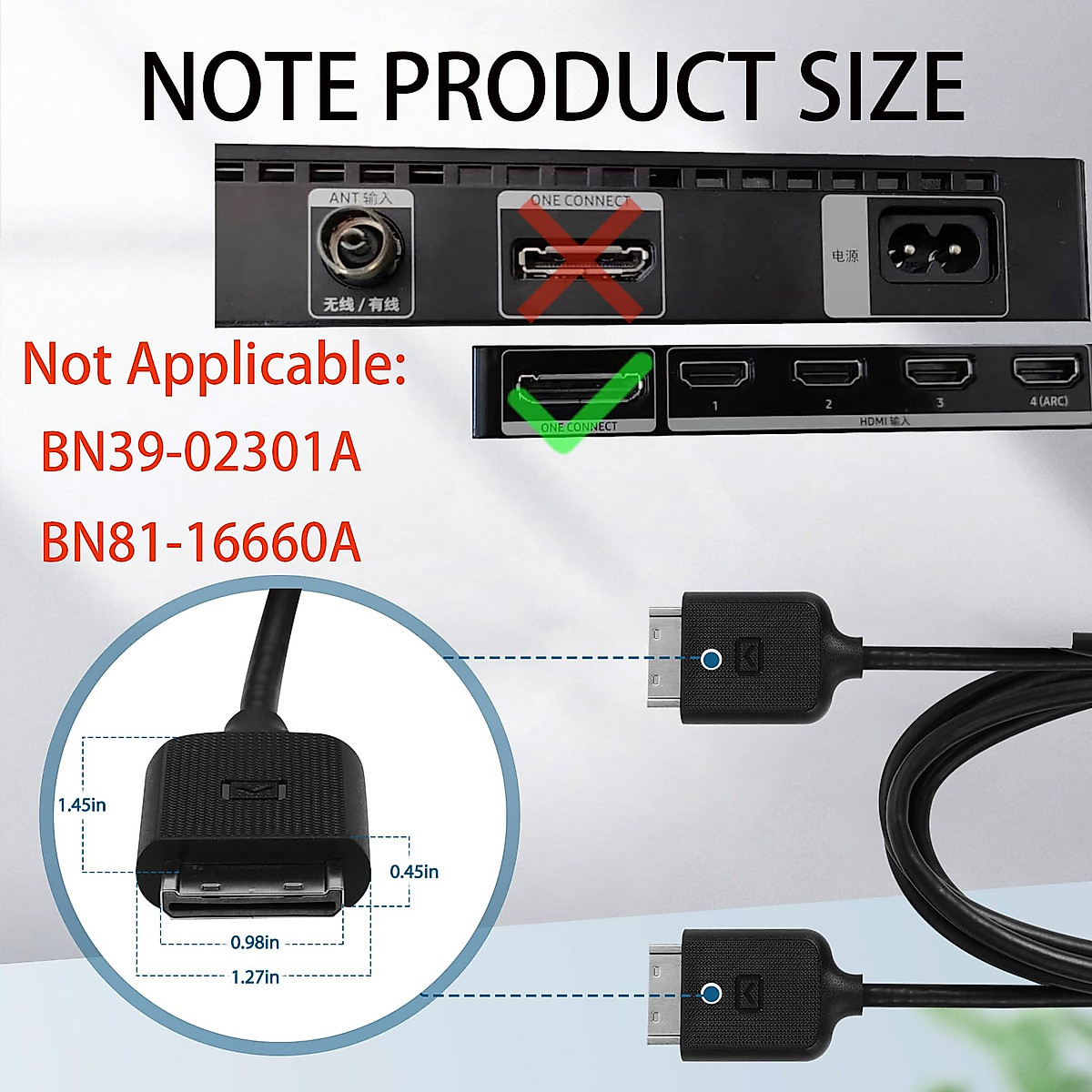 BN39-02210A BN39-02210C BN96-44186A BN91-17814A BN91-17814W One Connect Cable is Compatible with Samsung TV 2013,2014 and 2015 Evolution Kit, 2016 and Later All Models 7000-9000 TV