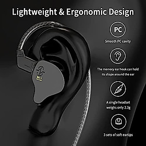 CCZ Melody in Ear Headphones Monitor, Wired Earbuds Hybrid Dual Driver 1BA+1DD HiFi Earphone, Deep Bass Forward Vocals Headsets, for Drummer Musicians Singer Pop Folk ACG IEM (No Mic, Black)