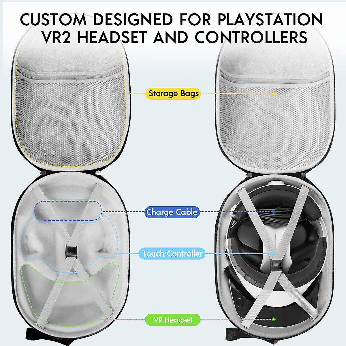 sarlar Hard Carrying Case Compatible with Playstation VR2 Gaming Headset and Touch Controllers Accessories, PS VR2 Portable Case Suitable for Travel and Home Storage