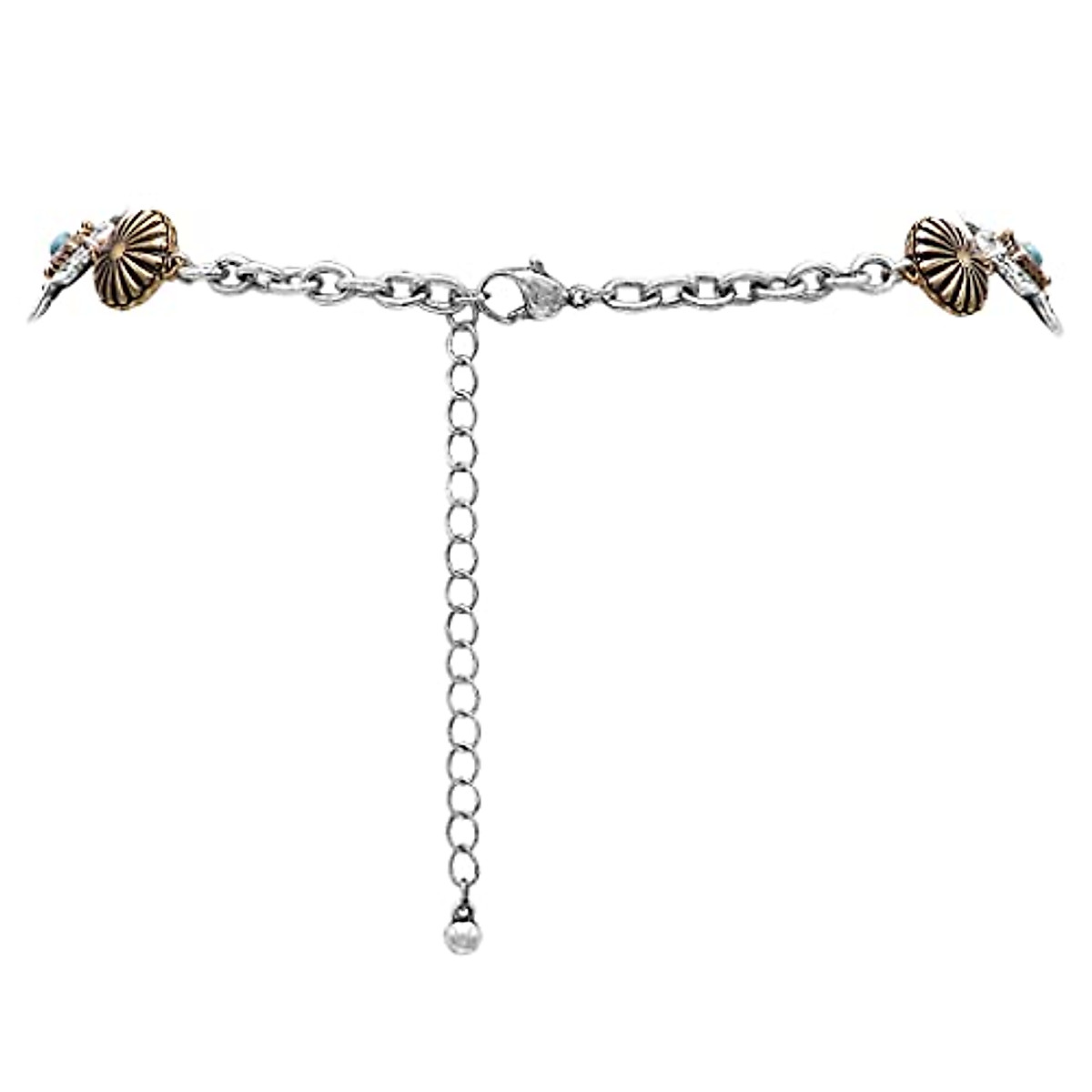 Rosemarie & Jubalee Women's Stunning Tri Toned Western Conchos With Semi Precious Turquoise Howlite Stone Y-Drop Collar Necklace, 17"+3" Extender