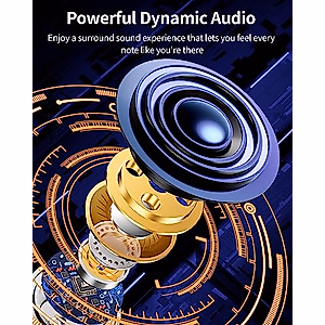 Bluetooth Headphones Wireless Earbuds 80hrs Playtime Wireless Charging Case Digital Display Sports Ear buds with Earhook Premium Deep Bass IPX7 Waterproof Over-Ear Earphones for TV Phone Laptop Black