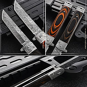 URiver Pocket Knife,G10 handle, With Pocket clip,Material Sharp Satin Blade, Great for Paring, Brown