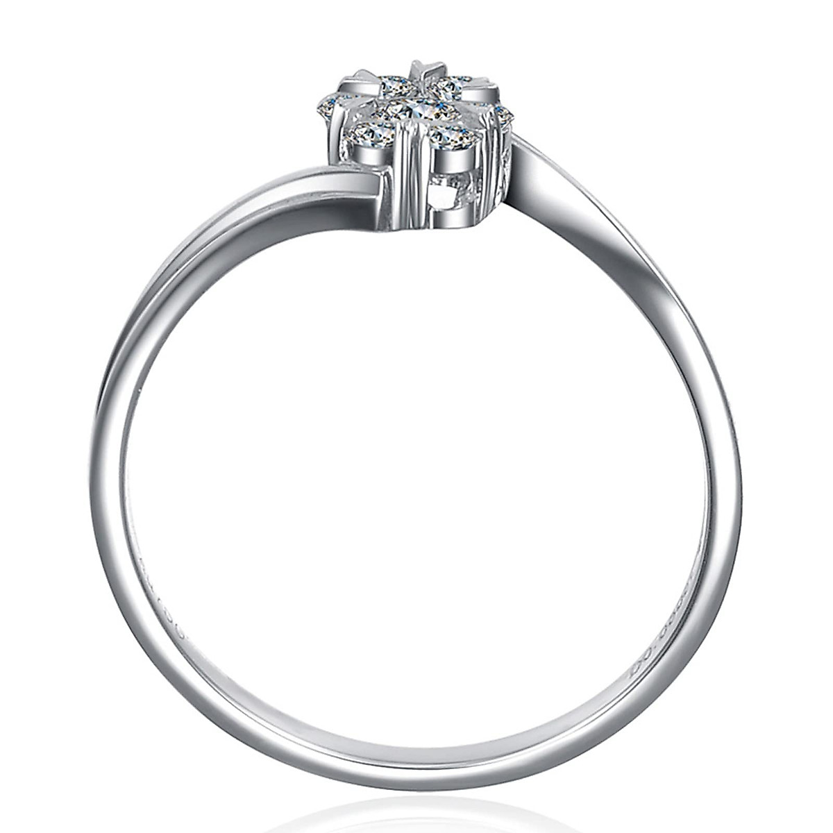 WSX Pure Gold Engagement Ring Women 0.6cttw Round Moissanite Wedding Promise Halo Ring Twisted for Her