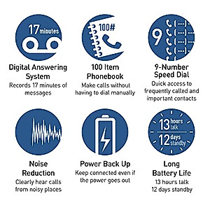 PANASONIC Corded/Cordless Phone System with Answering Machine and One Touch Call Blocking – 3 Handsets - KX-TGF353N (Champagne Gold)