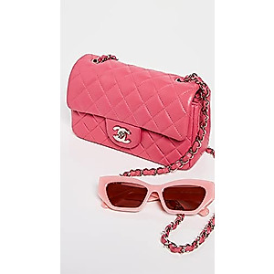 CHANEL Women's Pre-Loved Pink Lambskin Rectangular Flap Bag, Pink, One Size