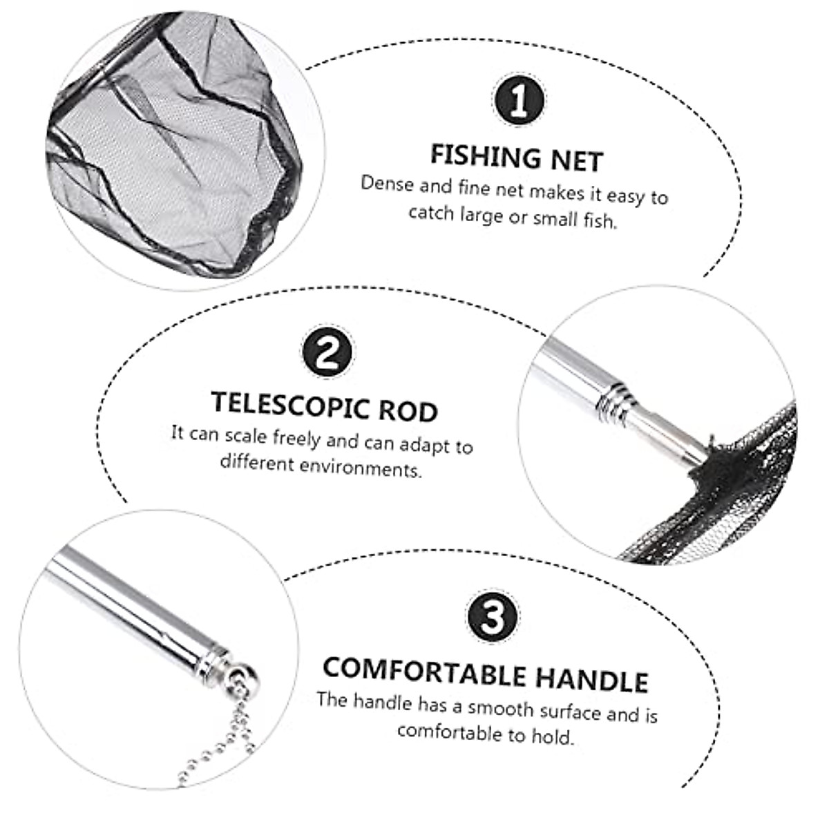 Asakkura 2 pcs Small Outdoor Landing for Retractable Freshwater Steel Portable Frame Tackle Extendable Leaf Pool Net Professional Tool Cm Tanks Shrimp Silver Dip Fishing Accessory