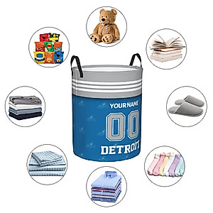 Detroit Laundry Hamper Custom Laundry Hamper with Name Number Personalized Laundry Baskets Collapsible Storage Basket for Bedroom Bathroom Football Fan Gift