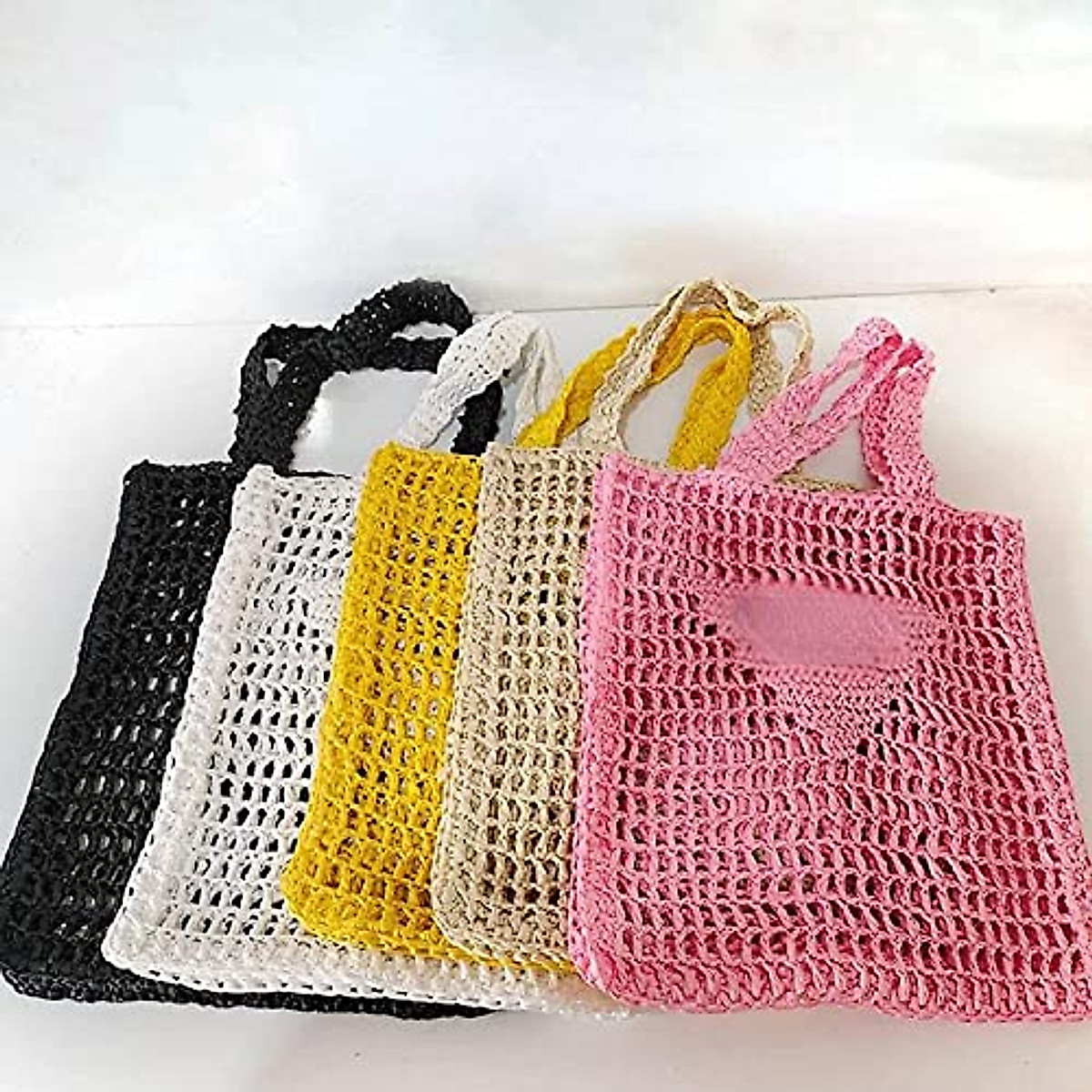 Weiwu Handmade Straw Bag,Travel Beach Fishing Mesh Bag, Straw Woven Bag Female Pastoral Style Weaving Hollow Shoulder Bag (Beige - With lining bag)