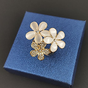 6pcs Women's Fashion Flover Faux Pearl Crystal Rhinestone Scarf Ring Buckle Clip