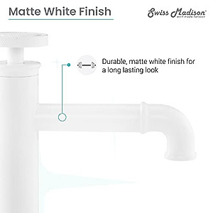 Swiss Madison Well Made Forever SM-BF80MW, Avallon 7 Single Handle, Bathroom Faucet in Matte White