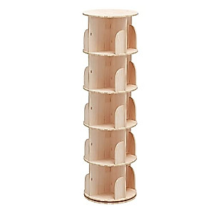 5 Tier 360° Rotating Stackable Shelves Bookshelf Organizer 360 Display Rotating Bookshelf Wood Book Shelf Organizer for Bedroom, Living Room, Study Room - Intexca