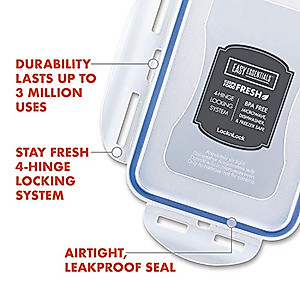 LocknLock Easy Essentials Food Storage lids/Airtight containers, BPA Free, Butter-25 oz, Clear