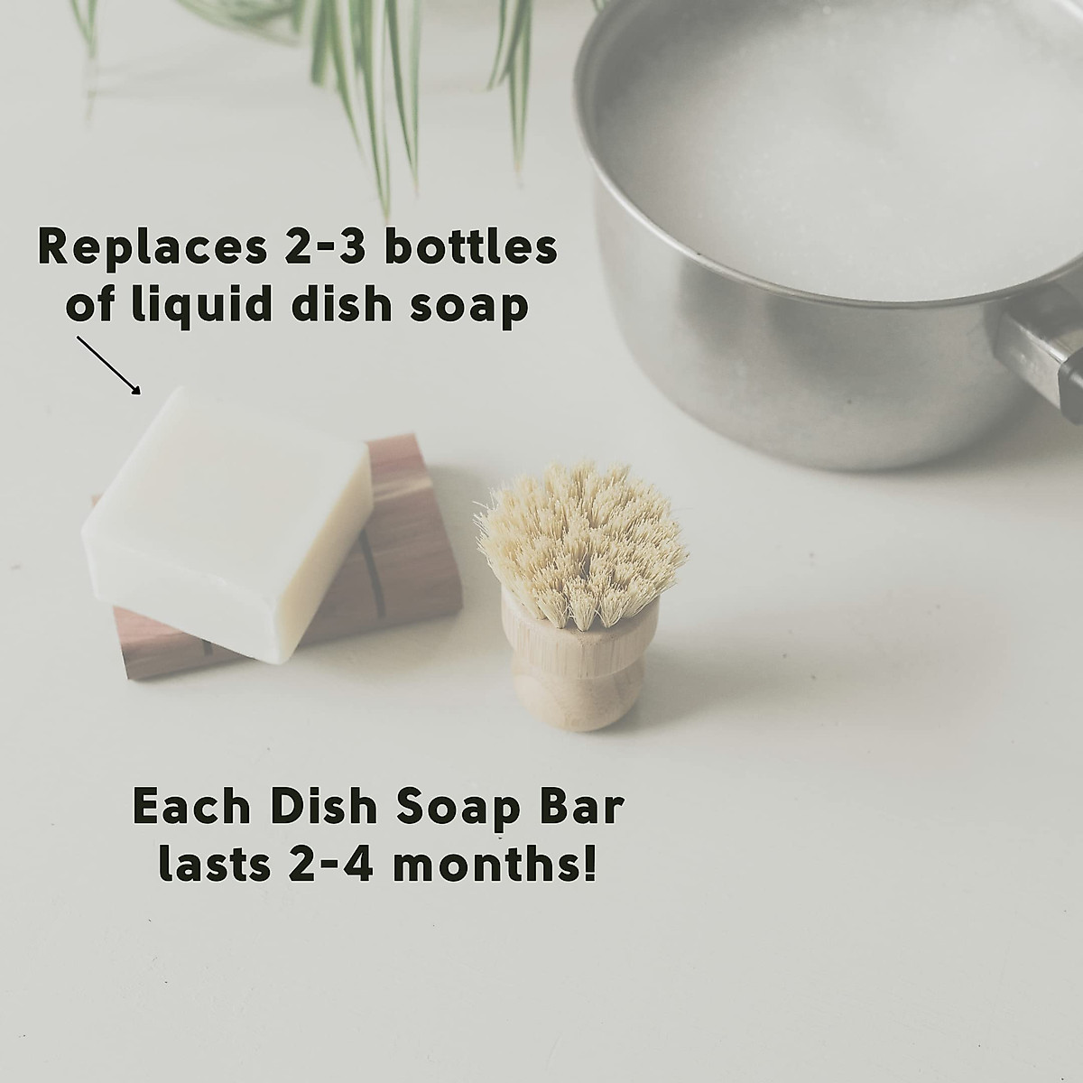 Zero Waste MVMT Dish Washing Bundle Kit | Eco-Friendly Solid Dish Soap, Cedar Soap Tray, Bamboo Pot Brush | Organic, Vegan, Non-Toxic Dish Soap | 3pc. Set