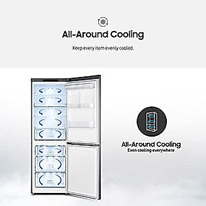 SAMSUNG 11.3 Cu Ft 24" Bottom Freezer Refrigerator, Slim Width for Small Spaces, Even Cooling, LED Lighting, Slide Shelf, RB10FSR4ESR/AA, Fingerprint Resistant Stainless Steel