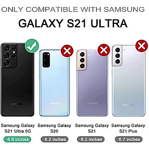 WeLoveCase for Samsung Galaxy S21 Ultra Wallet Case with Credit Card Holder & Hidden Mirror, Defender Protective Shockproof Heavy Duty Phone Cover for Samsung Galaxy S21 Ultra 5G, 6.8 inch Mint