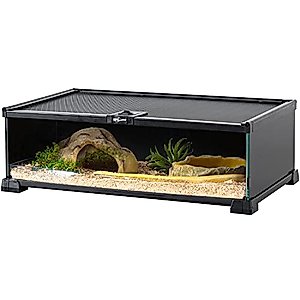 REPTIZOO Small Reptile Tank 20" x 12" x 6" Glass Reptile Terrarium with Top Feeding Reptile Habitat for Reptile Amphibians Snake Spider