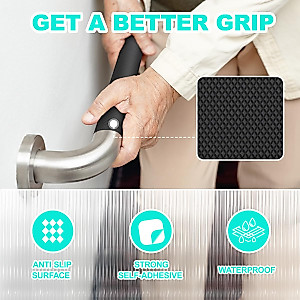 Xfenvs Enhanced Cuttable Rubber Grip Tape, Ultra-Thin Strong Adhesive Non-Slip Tape for Safer Handles and Surfaces - Customizable, Waterproof, and Versatile Anti-Slip Solution (Black, 4 PCS)