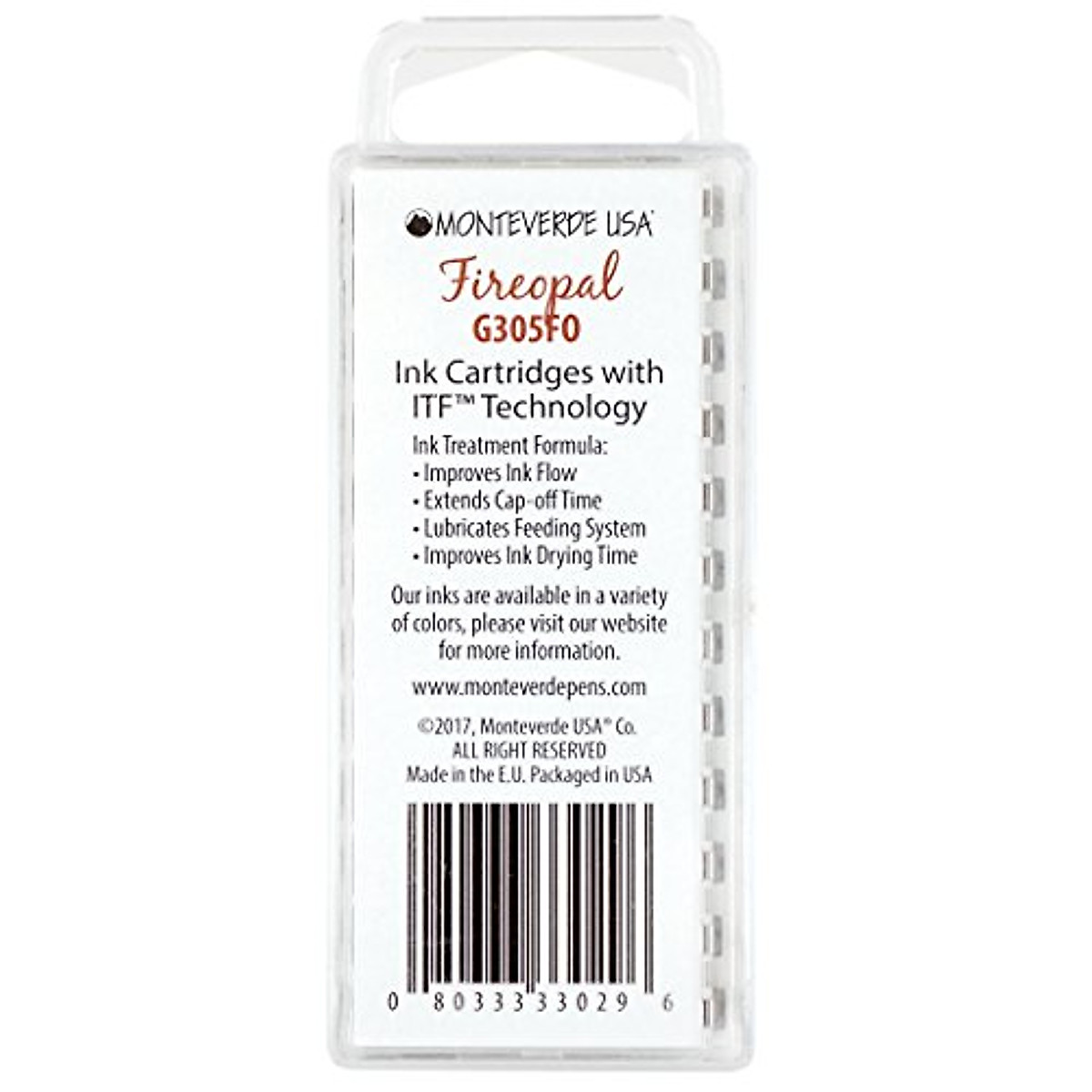 Monteverde USA Ink Cartridges, 12 pcs Clear Box, Fireopal (Gemstone Collection, G305FO)