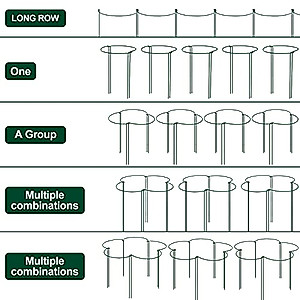 BLIKA 20 Pack Garden Plant Support Stake, 10" Wide x 16" High Half Round Metal Plant Stake, Plant Supports for Outdoor Plants, Outdoor Tall Plant Support Ring Cage, Plant Support Rings