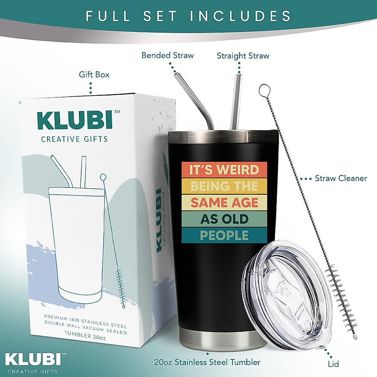 KLUBI Weird Being the Same Age as Old People Mug 20oz Guy Birthday Gifts for Men Unique Dad Gifts for Birthday Gifts for 60 Year Old Man Birthday Gift Ideas Unique 40th Birthday Gifts for Men Gag