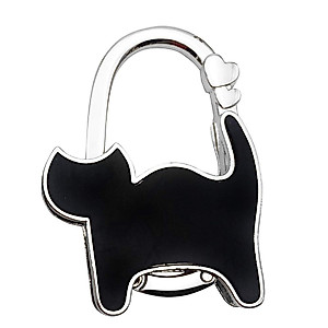 Vpang Metal Purse Hook Purse Hanger Cute Cat Foldable Handbag Hanger Folding Table Hanger Holder Bag Storage (Green)