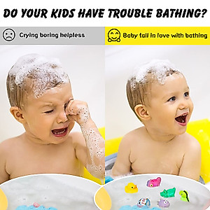 Woby Bath Toys for Toddlers 1-3,No Hole Light Up Bath Toys Baby Bathtub Toys Bathroom Floating Animal Set with Colorful Flashing LED Light for Baby (Funny Forest Animal Style)