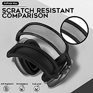 Seltureone Compatible for AirPods Max Headband Cushion, Silicone Earphone Protective Dustproof Sweat Proof Cover Accessories for AirPod Max Headphones Knit Mesh, Black
