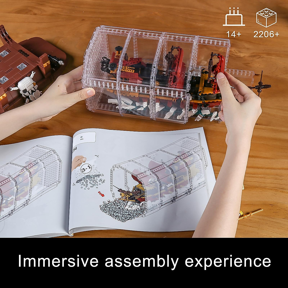 Mould King 10066 One Piece Ship in a Bottle Building Blocks Kits, MOC Queen Anne's Revenge Pirate Ship Model Building Sets, Gift for Kids Age 8+/Adults Collections Enthusiasts (2488+ Pieces)