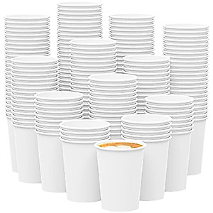 Kindpack Disposable White Paper Coffee Cups - [210 Pack 12 oz] Hot/Cold Beverage Drinking Cup for Water, Espresso, Coffee or Tea, To Go Reusable Cup Great for Office Party Home