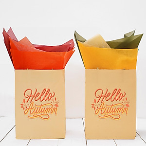 JarThenaAMCS 60 Sheets Fall Tissue Paper Brown Orange Yellow Green Gift Wrapping Paper Decorative Art Paper for DIY Crafts Autumn Party Home Supplies, 14 x 20 Inch